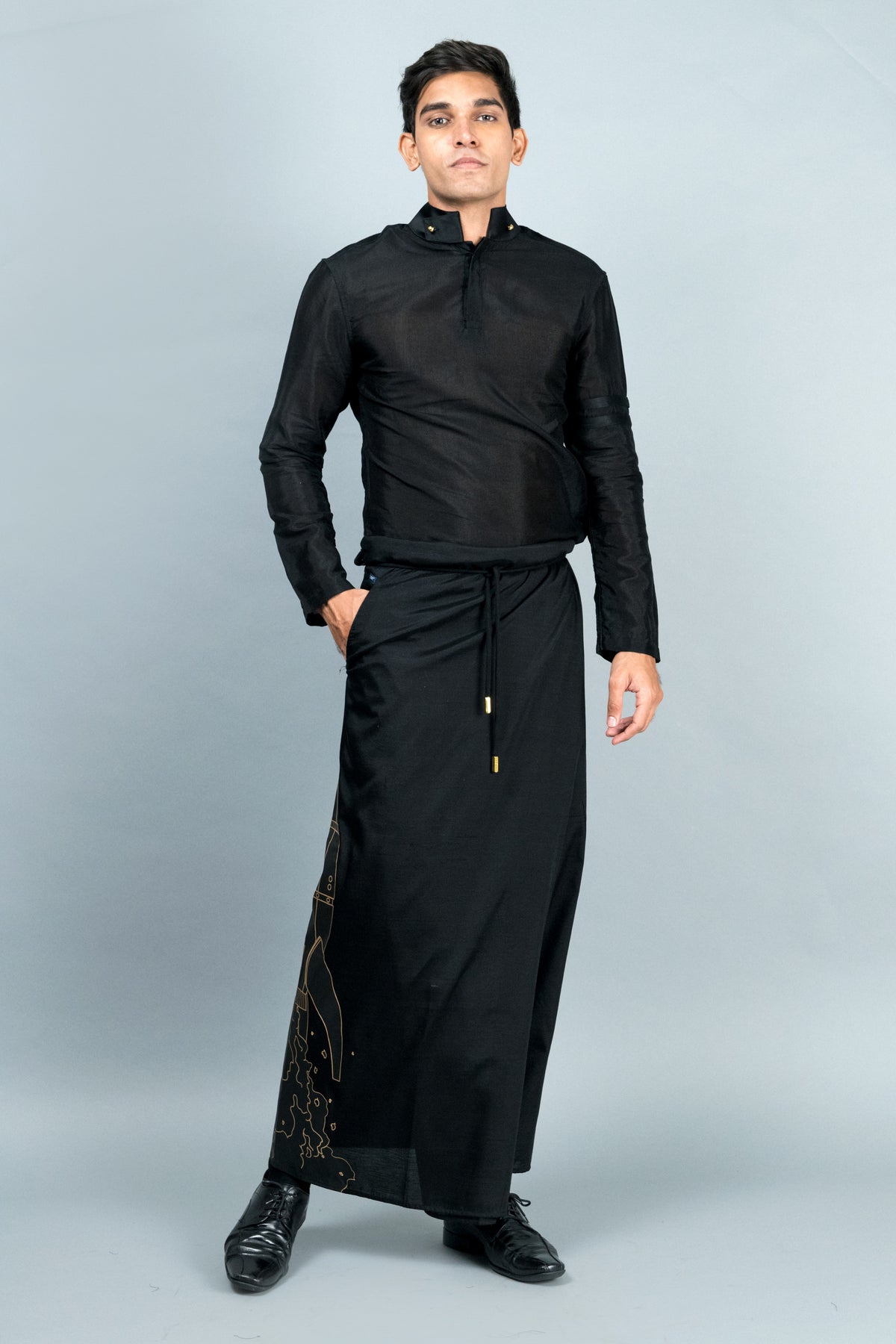 Gold astronaut sarong in black