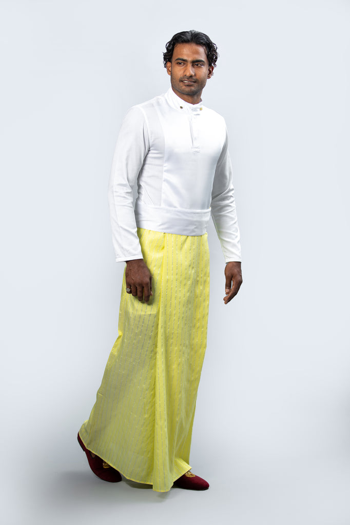 Royal Pinstripe Sarong Pastel Yellow With Silver Stripes